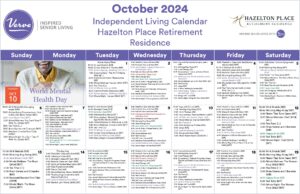 October 2024 - Monthly Independent Activity Calendar! - Hazelton Place
