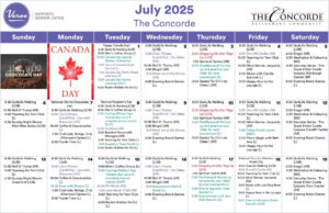 July 2025 - Monthly Activity Calendar - The Concorde