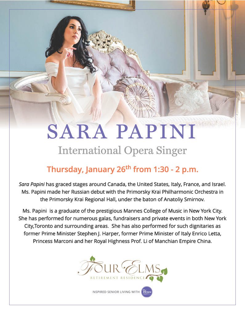 Jan 26th - Come See International Opera Singer Sara Papini - Four Elms ...