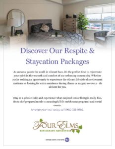 Discover Our Respite & Staycation Packages! - Four Elms Retirement ...