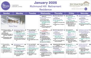 January 2025 - Monthly Activity Calendar! - Richmond Hill Retirement ...