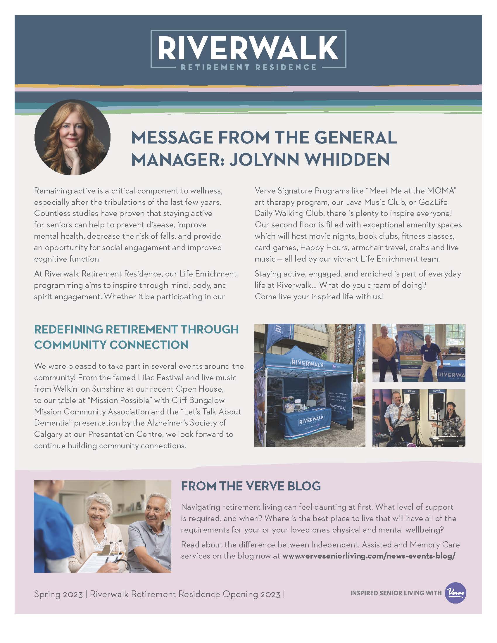 August Newsletter - Riverwalk Retirement Residence