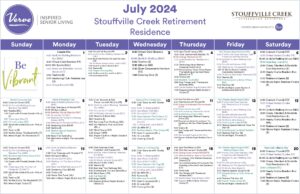 July 2024 - Monthly Activity Calendar! - Stouffville Creek Retirement ...