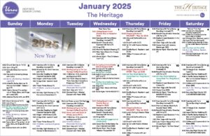 January 2025 - Monthly Activity Calendar! - The Heritage Retirement ...