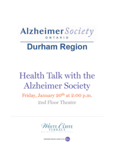 Jan 20th - Health Talk With Alzheimer Society - White Cliffe Terrace ...