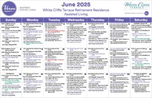 June 2025 - Monthly Assisted Living Activity Calendar! - White Cliffe ...