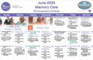 June - Memory Care Calendar - Wintergreene Estates Retirement Residence